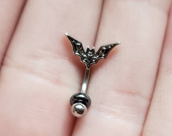 Spooky Bat Halloween Rook Earring, Silver Bat Eyebrow Ring,316l ...