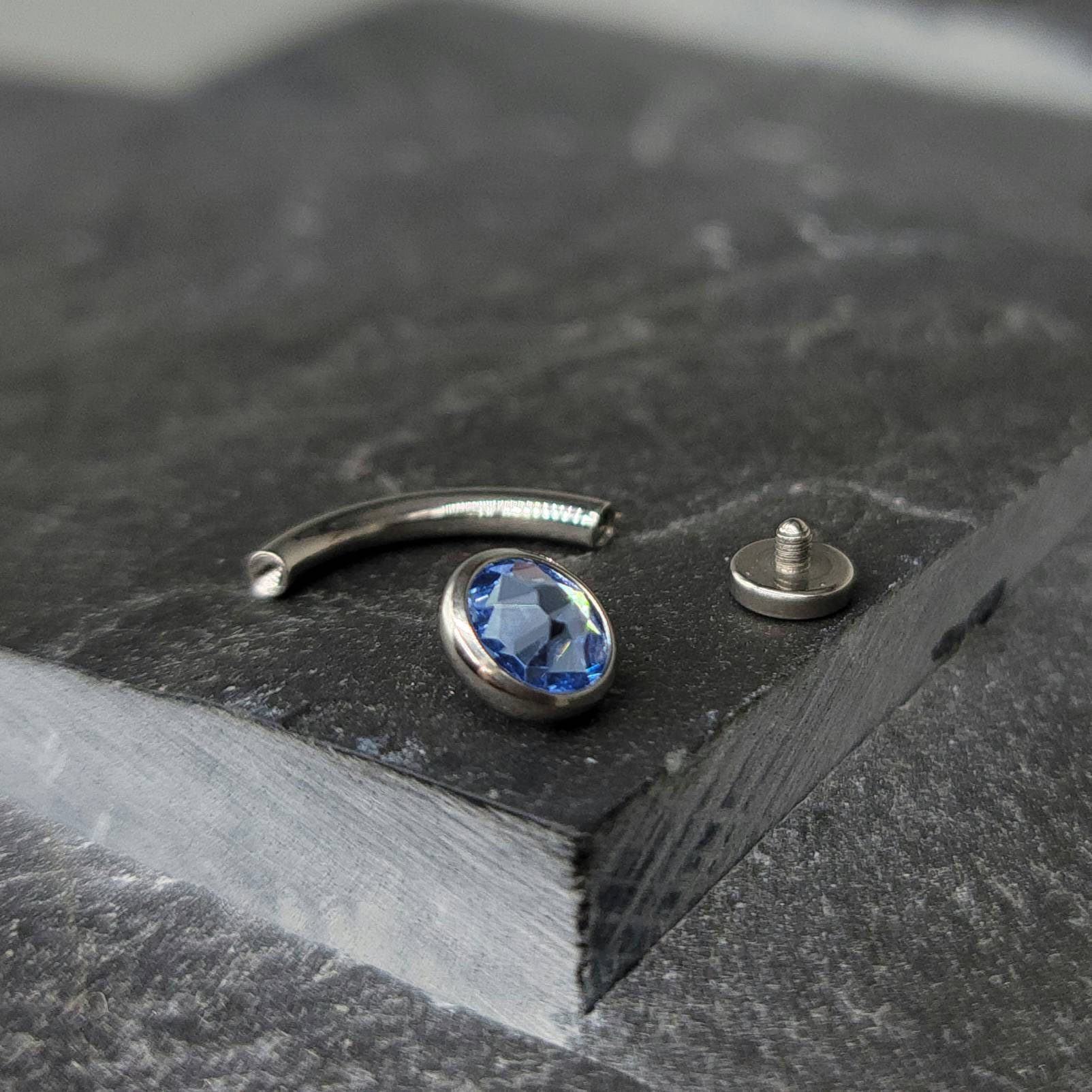 14g Titanium Minimalist Blue Swarovski Bezel Set Internally - Etsy