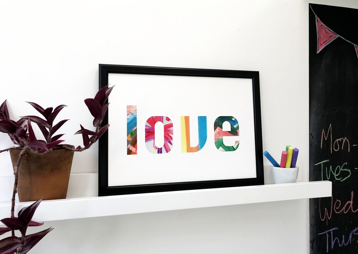 LOVE print/colourful Love print/Typography/ Art Print | Etsy