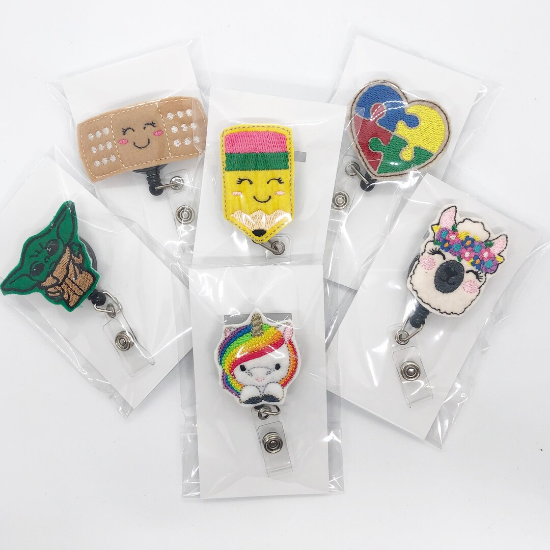 Cute Badge Reel Feltie, Clip on Badge, ID Badge Clip, ID Badge Holder ...
