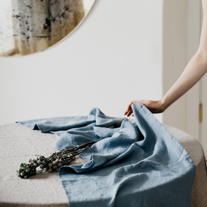 Stonewashed Blue Table Runner - Etsy