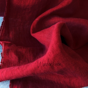 Red Linen Fabric / Washed Flax by Half Meter or Yard / Red Softened ...