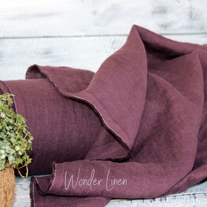 Plum Linen Fabric / 100% Soft Washed Flax by Meter or Yard / Purple ...
