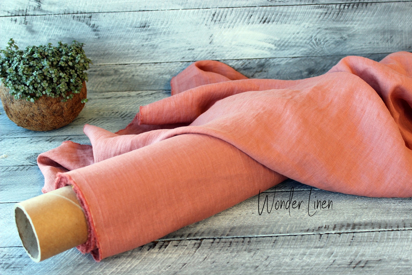 Pink Linen Fabric by Half Yard Meter / Softened Linen for - Etsy