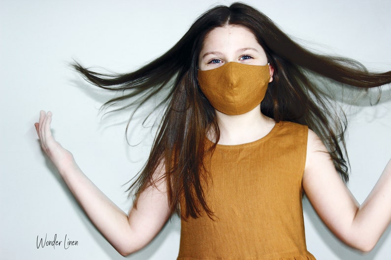 Linen face mask. Striped fabric reusable mask. Stonewashed | Etsy