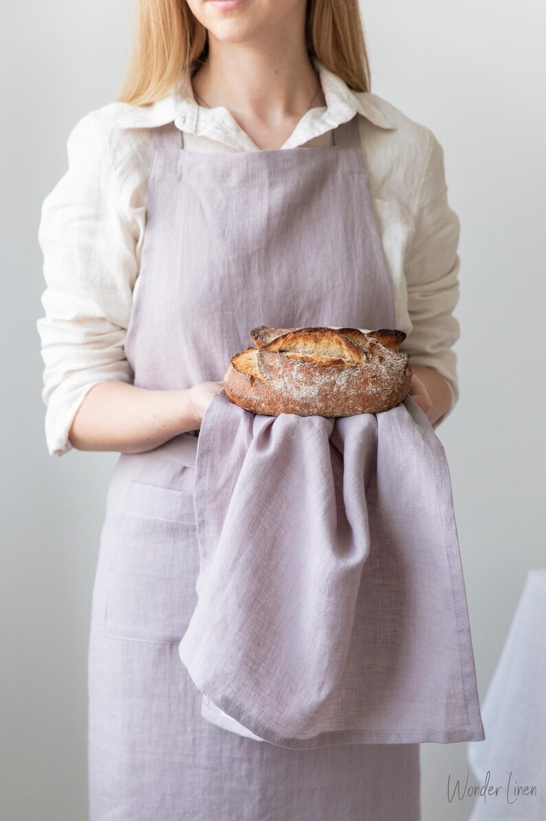 Linen Apron. Dusty Lilac Linen Full Apron With Pockets. Soft Linen ...