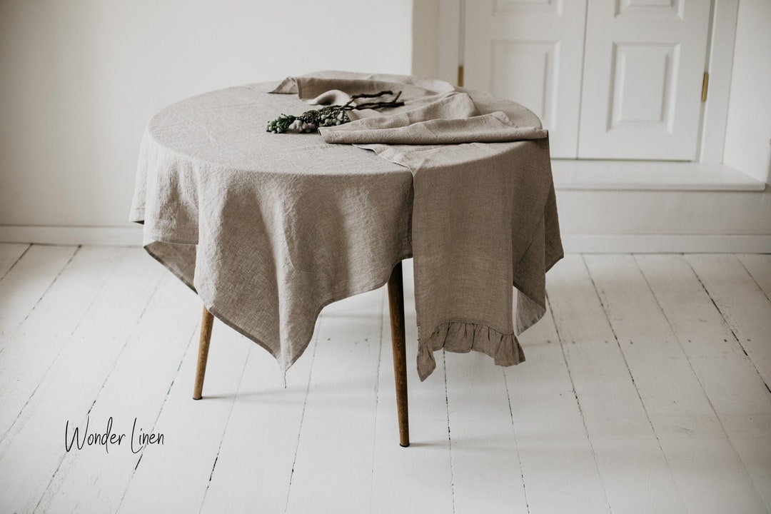 Linen Table Runner With Ruffles. Washed Soft Linen Ruffled Runner in ...