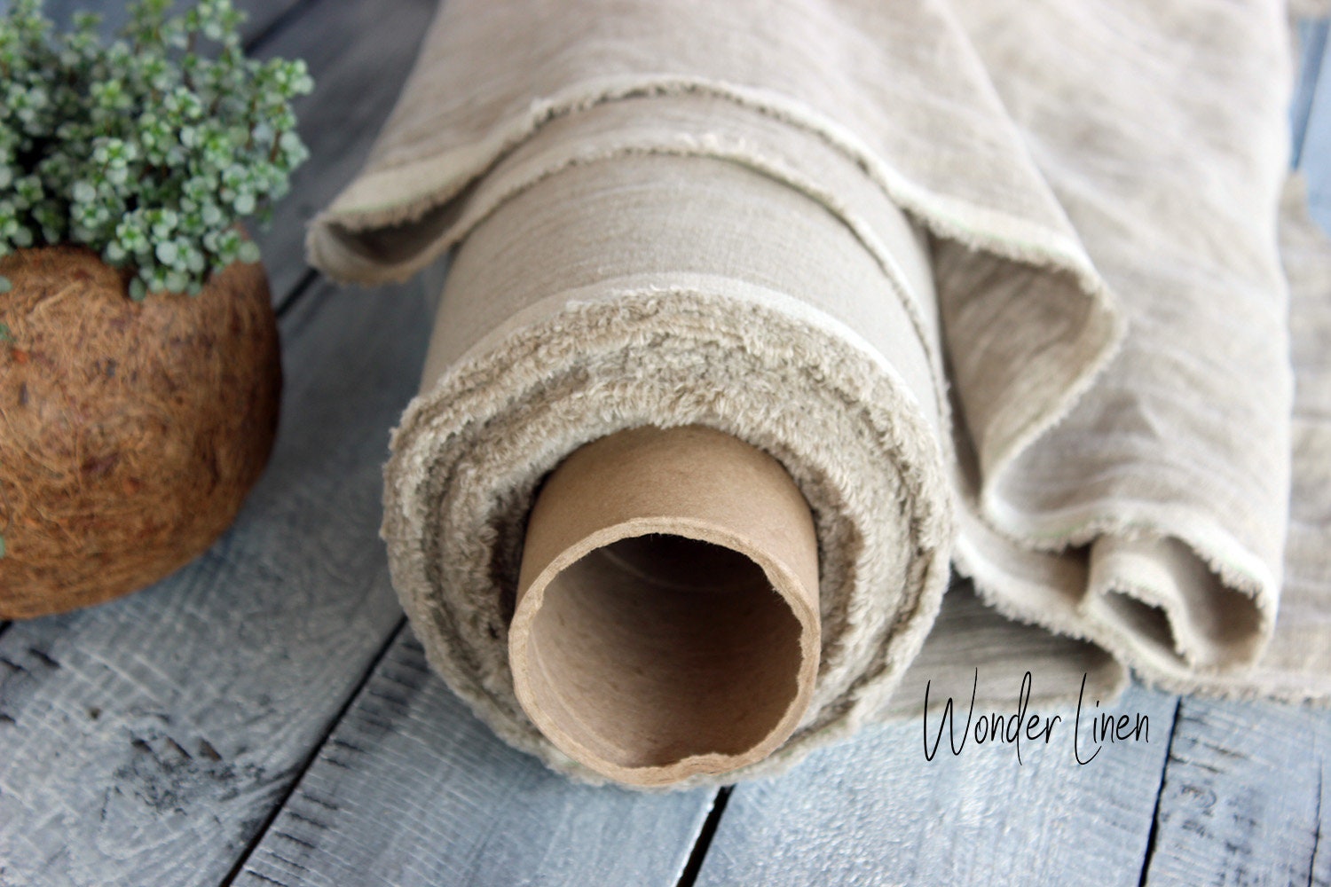 Natural Linen Fabric / 100% Soft Washed Flax by Yard or Meter for Dress ...