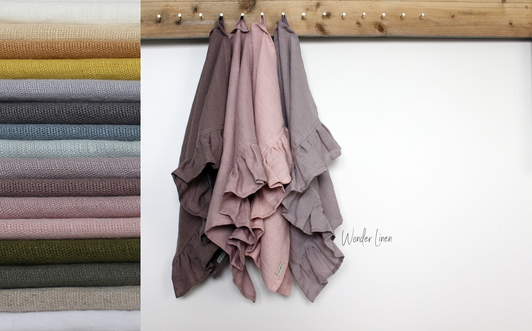Linen Tea Towel With Ruffles. Stonewashed Soft Dish Towel. Kitchen ...