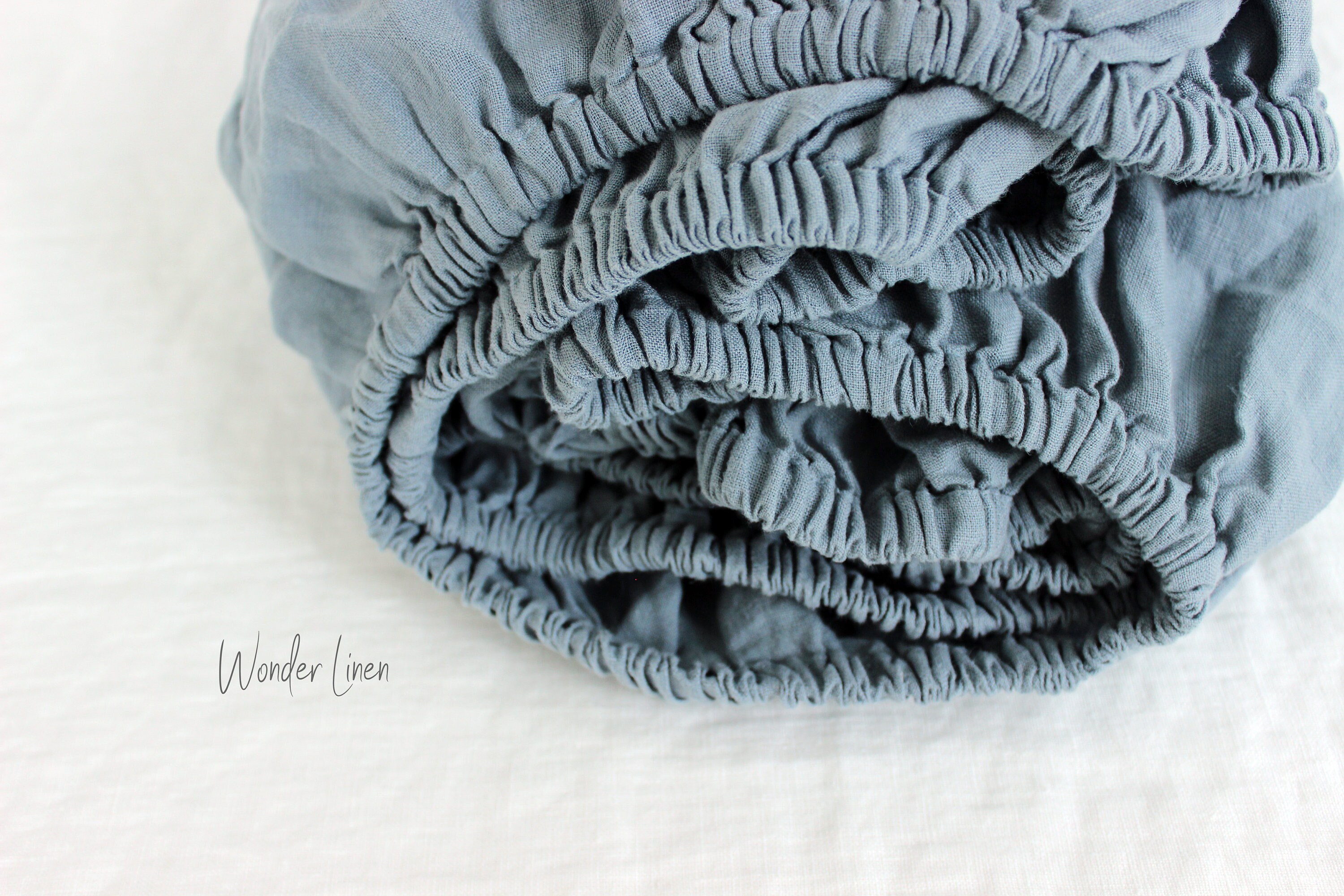 Linen Fitted Sheet. Dusty Blue Washed Soft Linen King Bedding. - Etsy