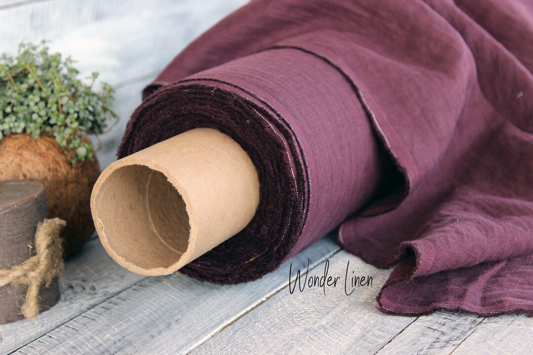 Plum Linen Fabric / 100% Soft Washed Flax by Meter or Yard / Purple ...