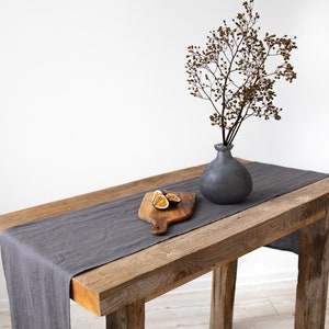 Linen Table Runner. Gray Washed Soft Linen Table Runner. Natural ...
