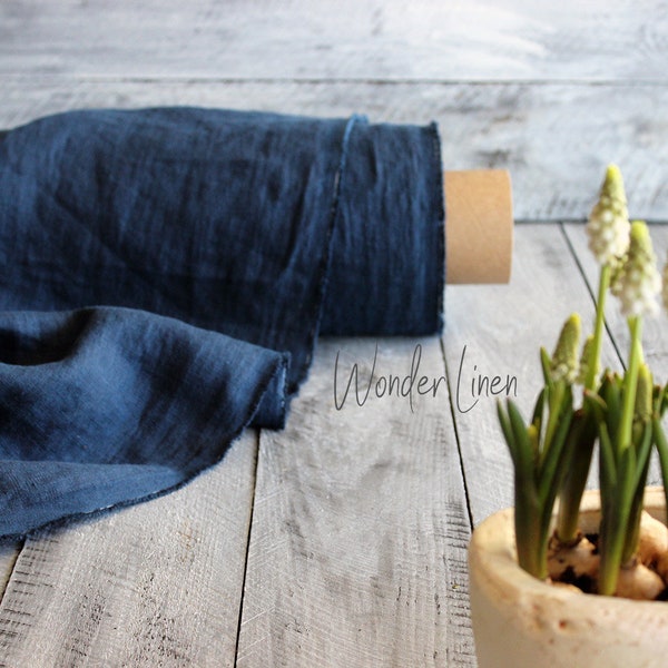 Navy Blue Linen Fabric - Etsy