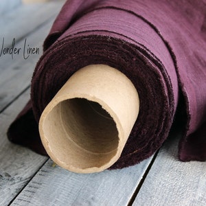 Plum Linen Fabric / 100% Soft Washed Flax by Meter or Yard / Purple ...