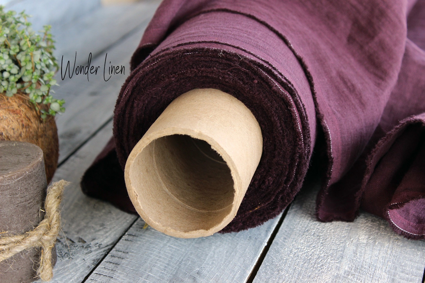 Plum Linen Fabric / 100% Soft Washed Flax by Meter or Yard / Purple ...