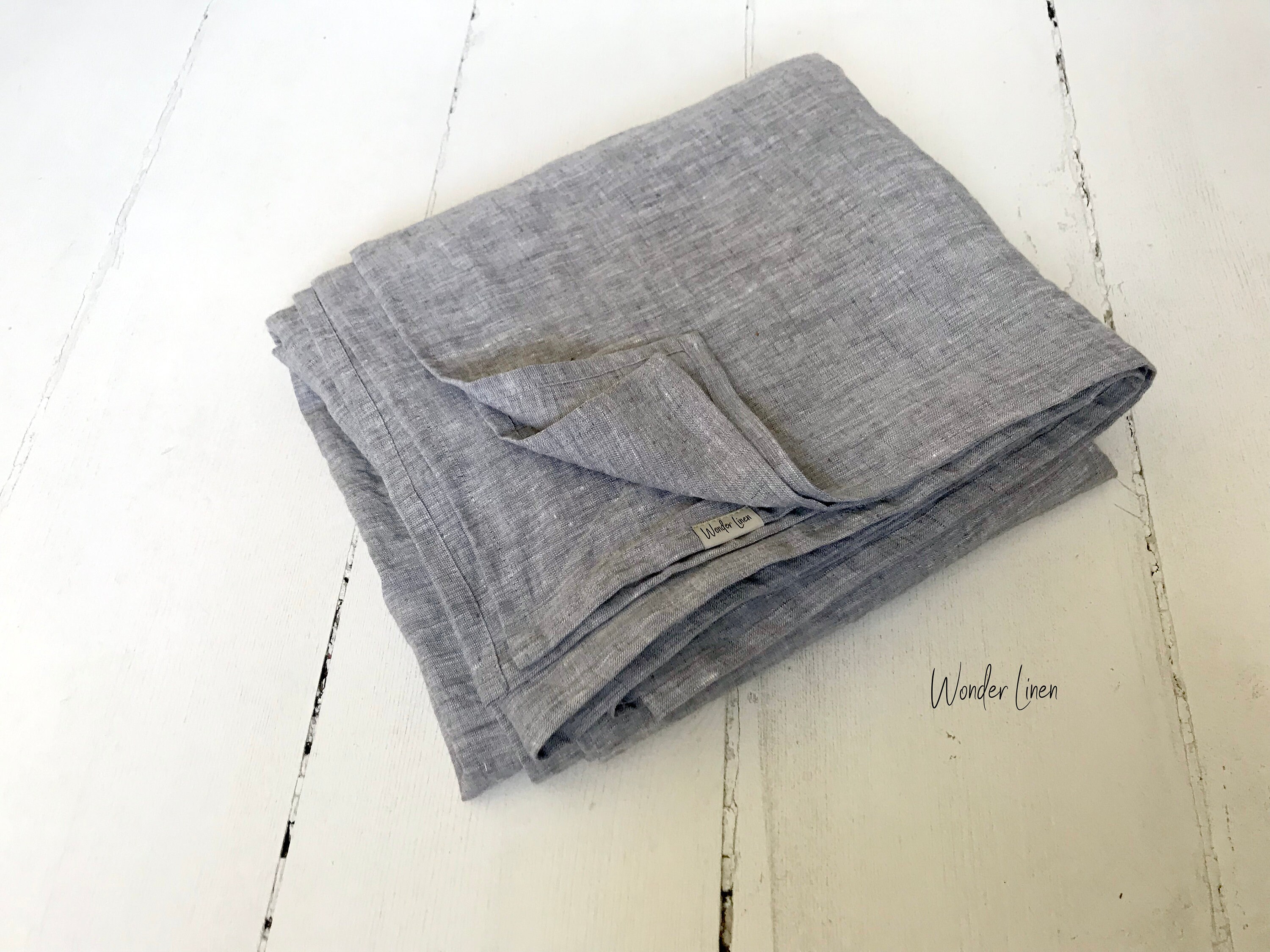 Linen Flat Sheet. Washed Soft Linen King Bedding in Melange - Etsy
