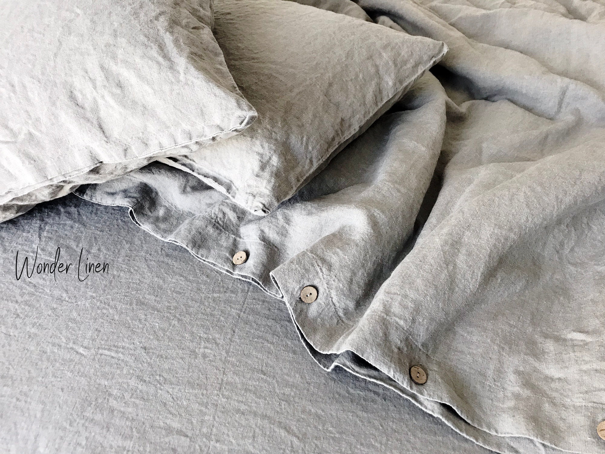 Linen Bedding Set King or Queen Size Duvet Cover With Button | Etsy