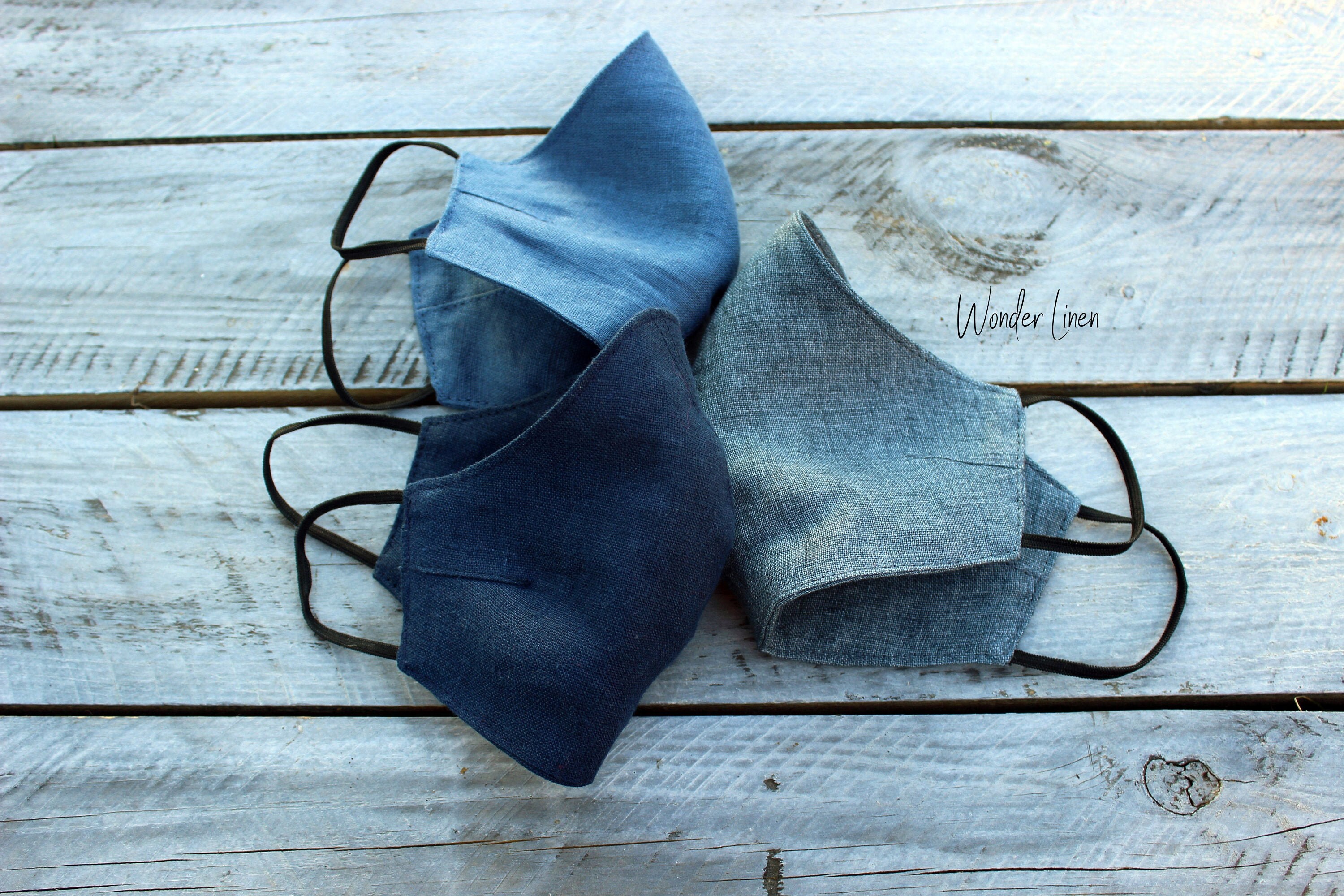 Linen Face Mask. Blue Fabric Reusable Mask. Navy Stonewashed - Etsy