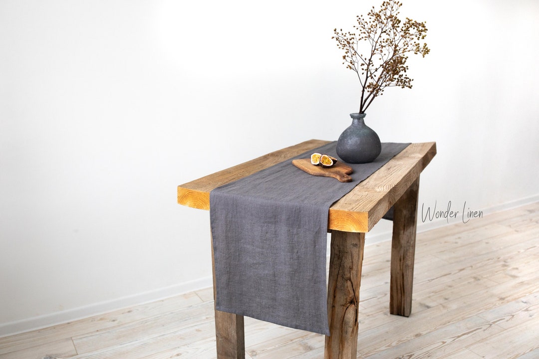 Linen Table Runner. Gray Washed Soft Linen Table Runner. - Etsy
