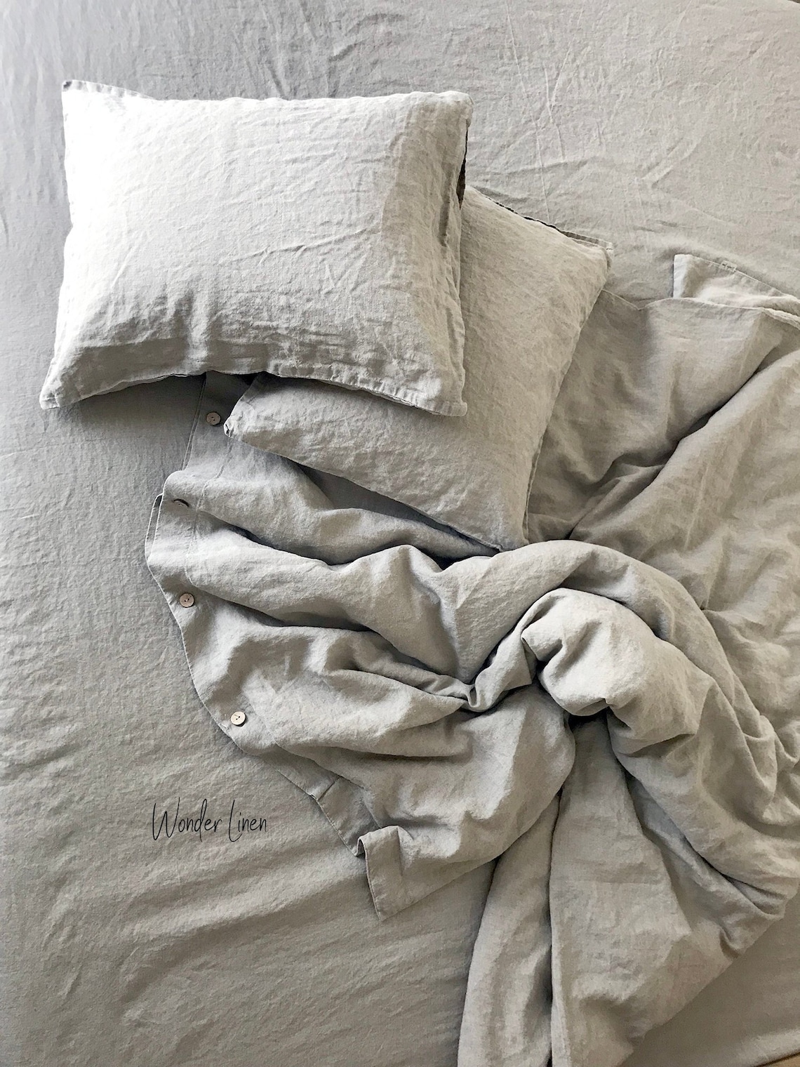 Linen Bedding Set King or Queen Size Duvet Cover With Button | Etsy