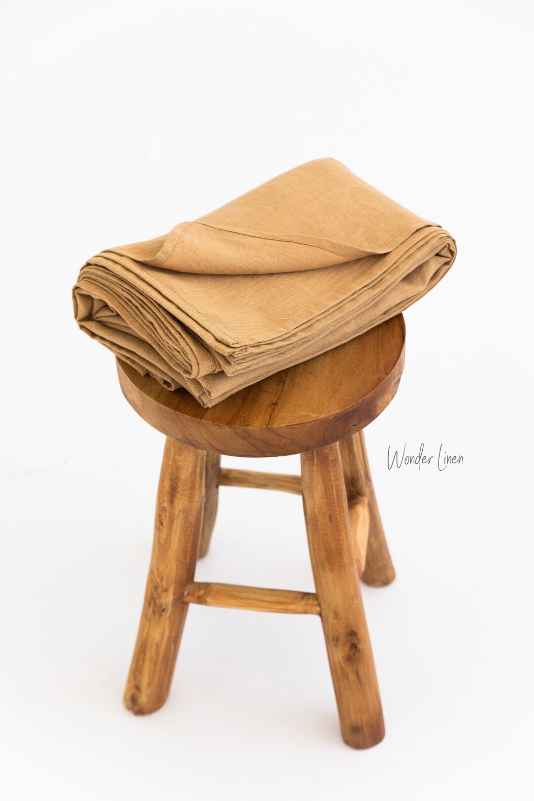 Linen Flat Sheet. Washed Soft Linen King Bedding in Mustard ...