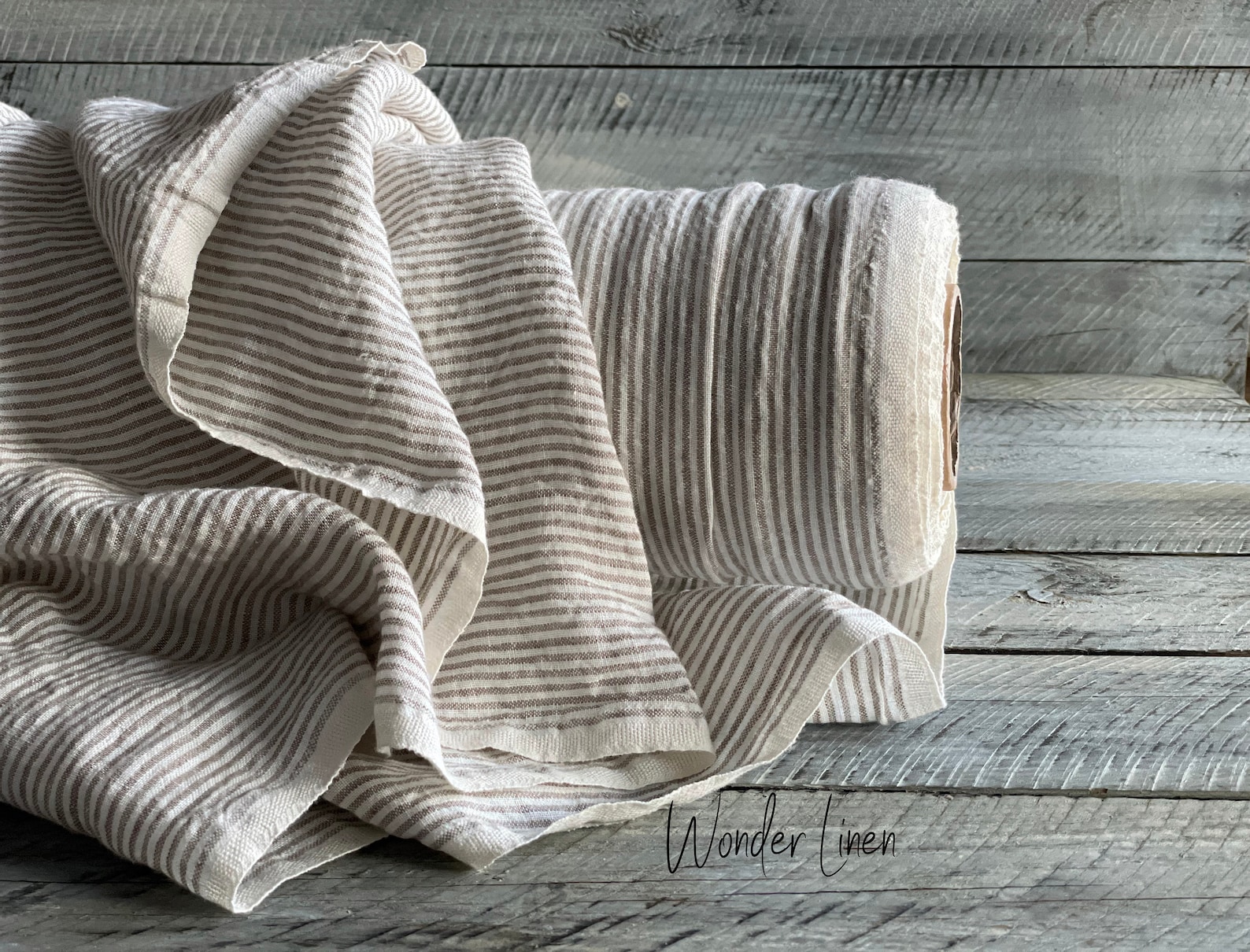 Striped Linen Fabric / White Natural Stripes / Soft Washed - Etsy