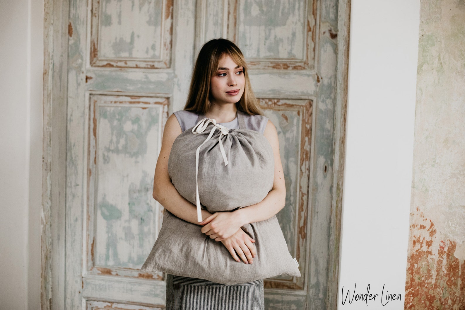 Linen Storage Bag. Washed Soft Linen Laundry Bag With | Etsy