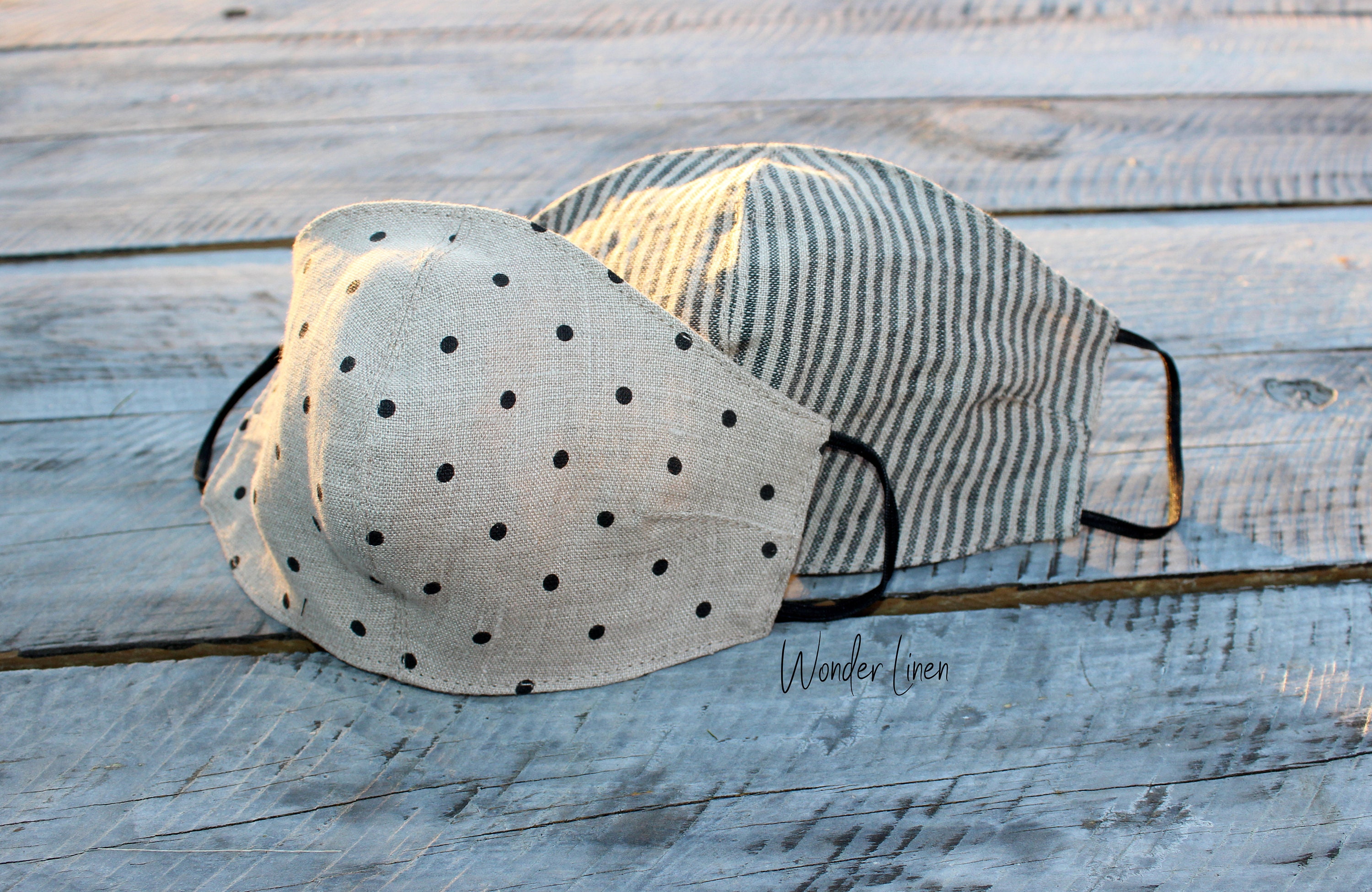 Linen Face Mask. Striped Fabric Reusable Mask. Stonewashed - Etsy