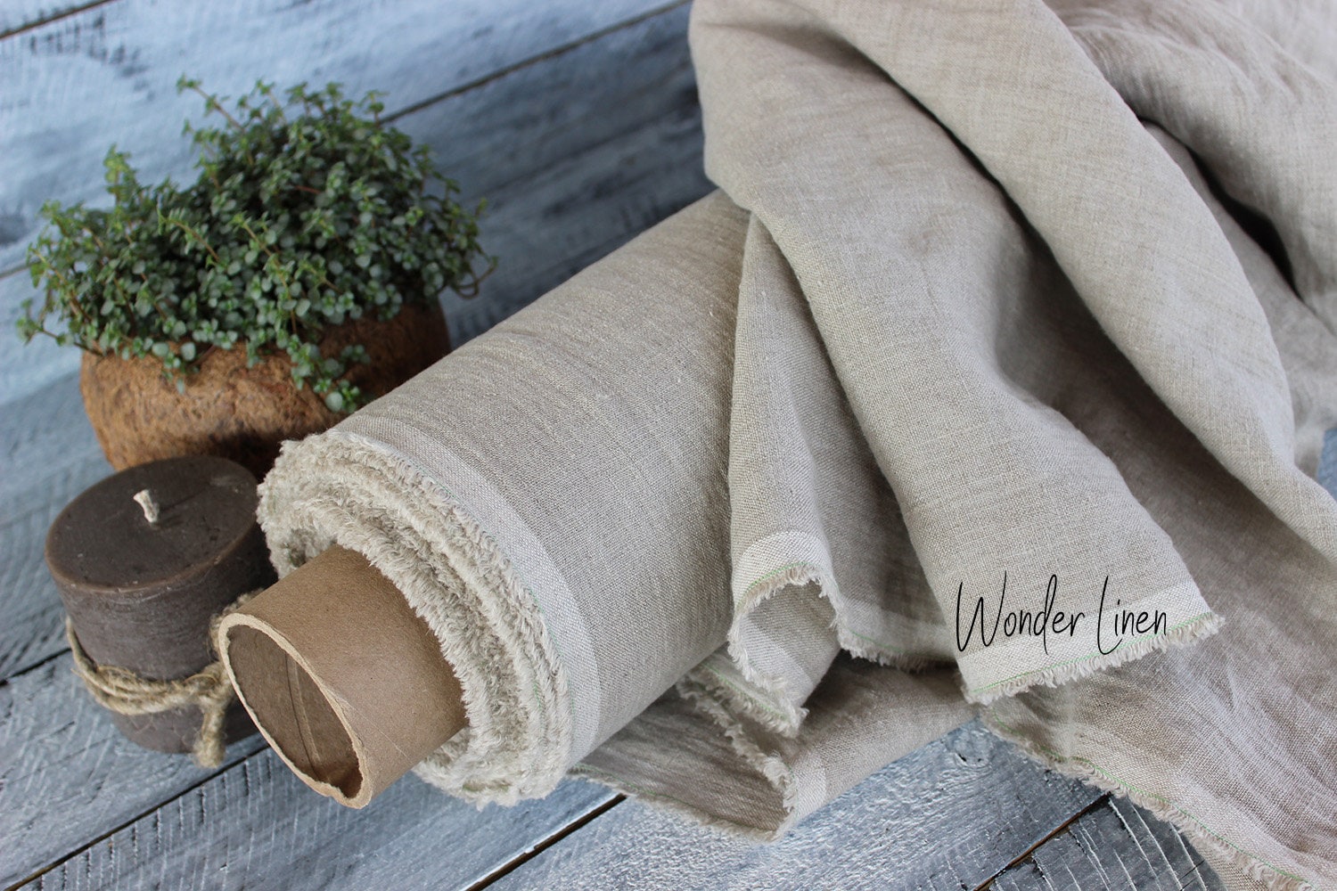 Natural Linen Fabric / 100% Soft Washed Flax by Yard or Meter for Dress ...