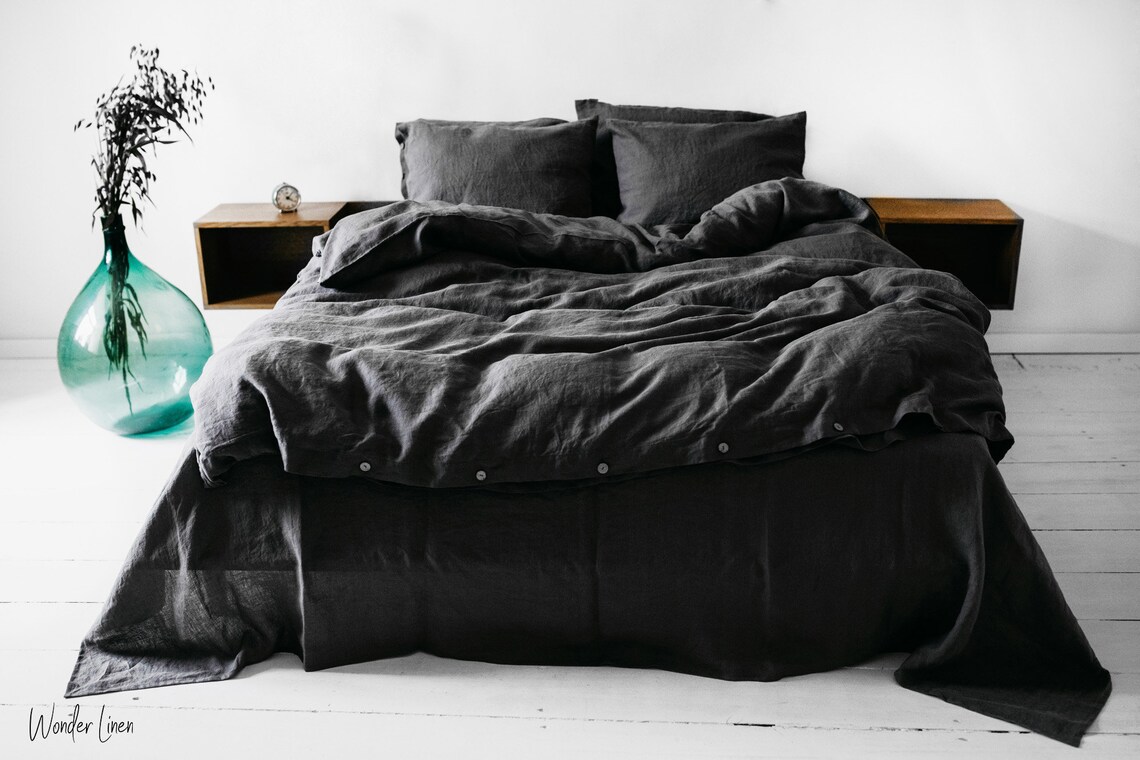 Linen Bedding Set King or Queen Size Duvet Cover With Button - Etsy