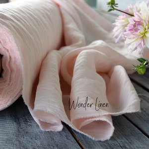 Pale Rose Linen Fabric by Half Yard or Meter / Light Pink Soft Washed ...