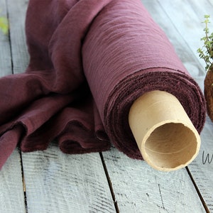 Plum Linen Fabric / 100% Soft Washed Flax by Meter or Yard / Purple ...