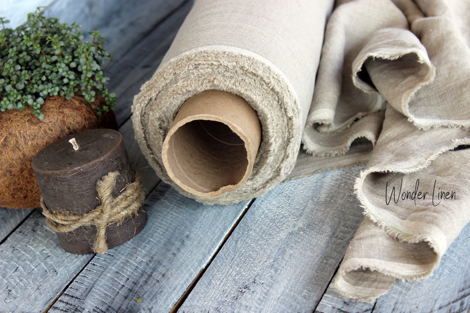 Natural Linen Fabric / 100% Soft Washed Flax by Yard or Meter for Dress ...