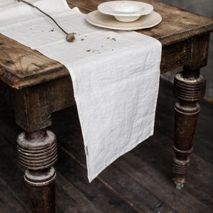 Linen Table Runner. Gray Washed Soft Linen Table Runner. Natural ...