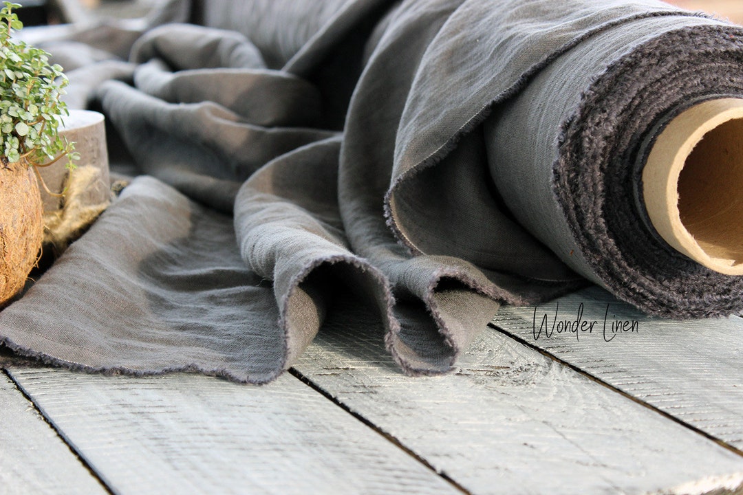 Gray Linen Fabric by Half Yard or Meter / Soft Washed Flax / Softened ...