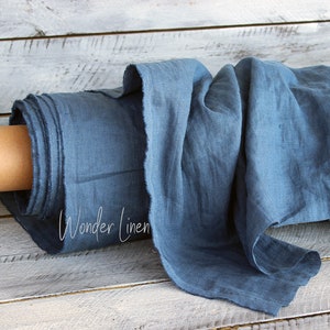 Blue Linen Fabric by Half Yard or Meter / Blue Washed Flax / Softened ...