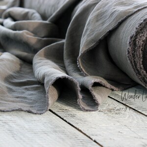 Gray Linen Fabric / 100% Soft Washed Flax by Yard or Meter for Dress ...
