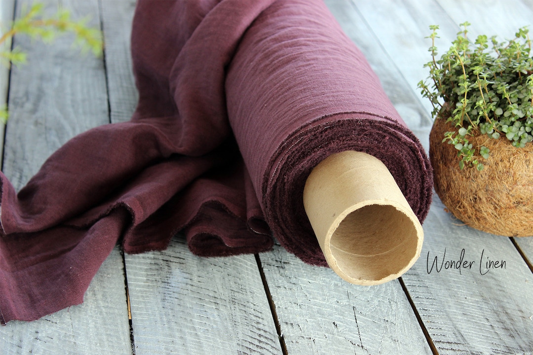 Plum Linen Fabric by Half Yard or Meter / Purple Soft Washed Flax ...