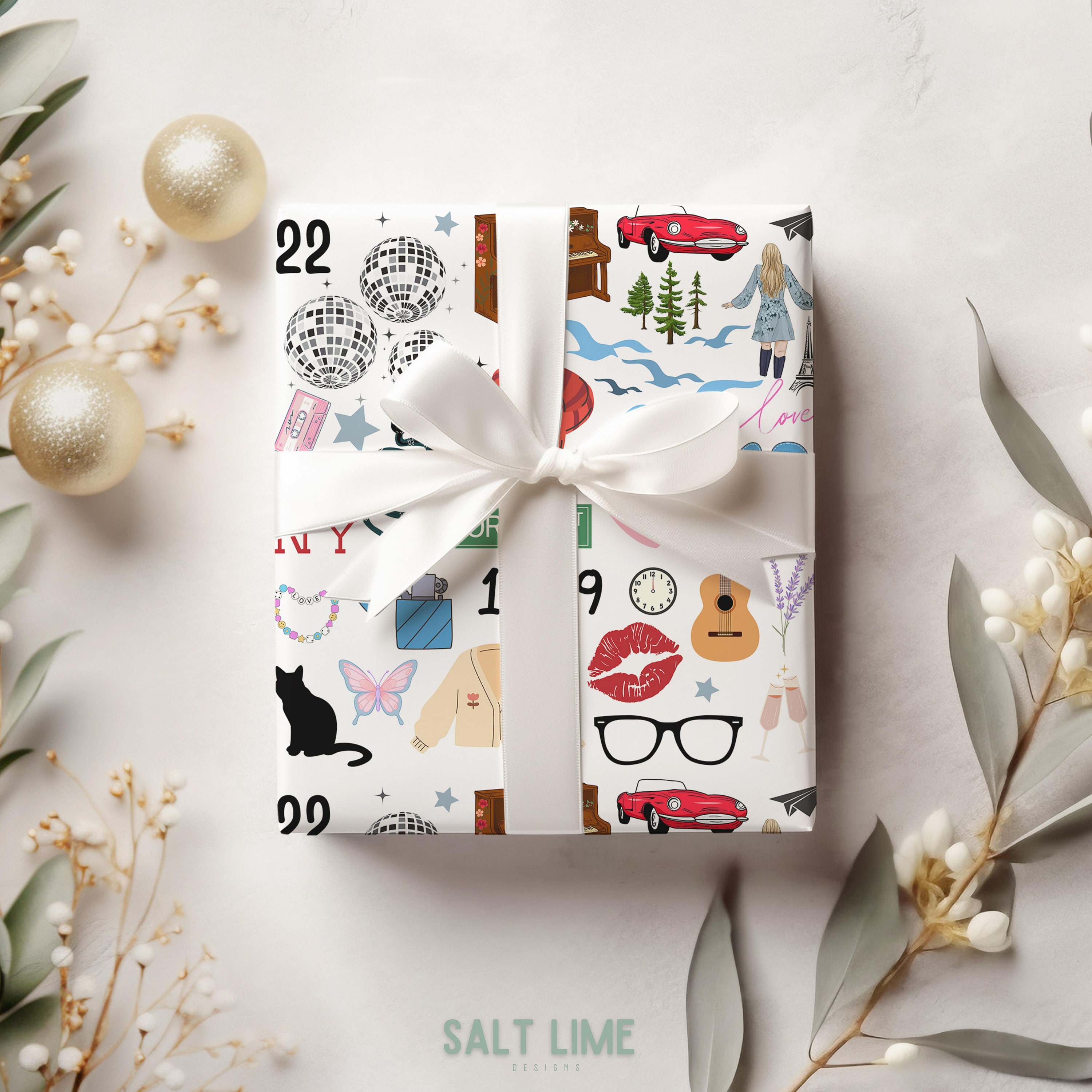 Taylor version Favorite Songs Themed Christmas Gift Wrapping Paper for ...
