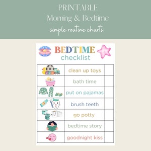 Mermaid Theme Routine Chart, Morning & Bedtime Checklist (digital ...