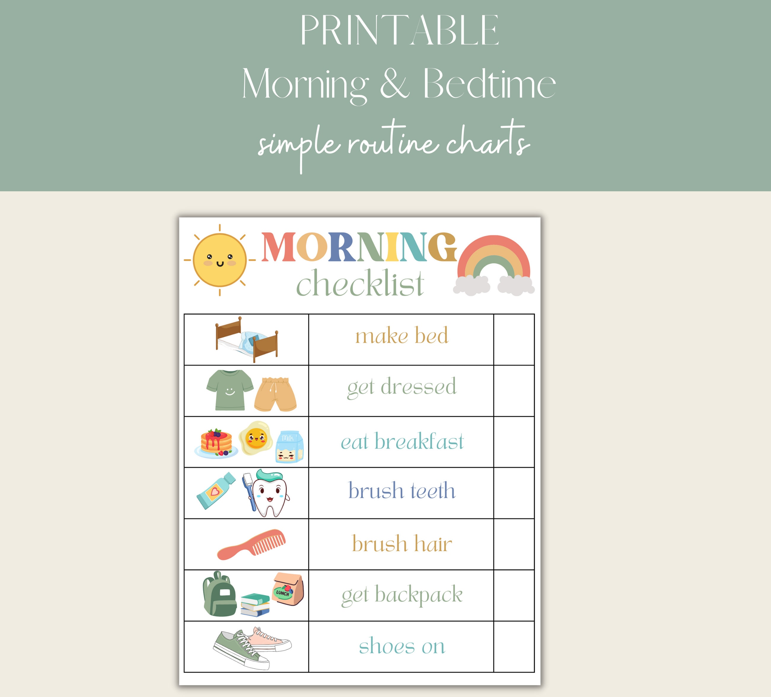 CUSTOM Bedtime Routine for Kids, Morning Routine Checklist, Printable ...