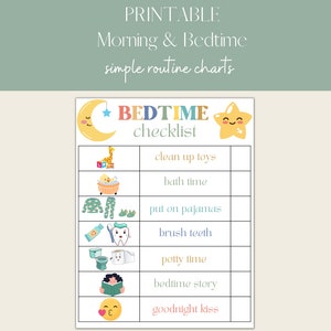 Bedtime Routine for Kids, Morning Routine Checklist, Printable ...