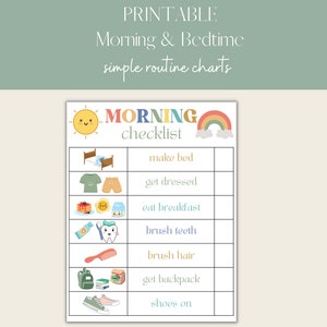Bedtime Routine for Kids, Morning Routine Checklist, Printable ...