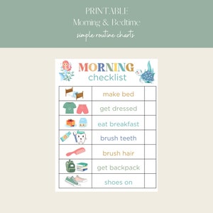 Mermaid Bedtime Routine Chart, Kids Responsibility Checklist (digital ...