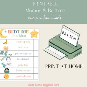 Bedtime Routine for Kids, Morning Routine Checklist, Printable ...