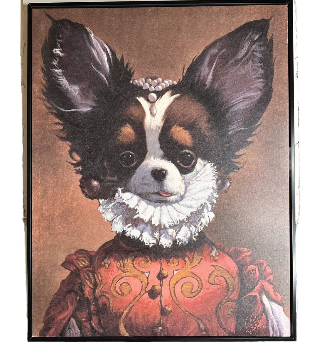 Queenie Thomas Fluharty Chihuahua Dog Victorian Portrait Framed Wall ...