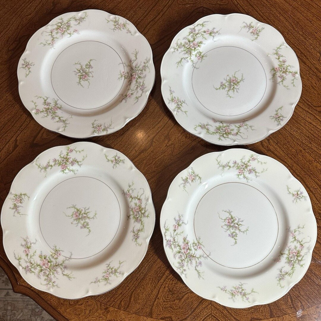 Theodore Haviland New York ROSALINDE Dinner Plates 10 5/8" Gold Edge 4 ...
