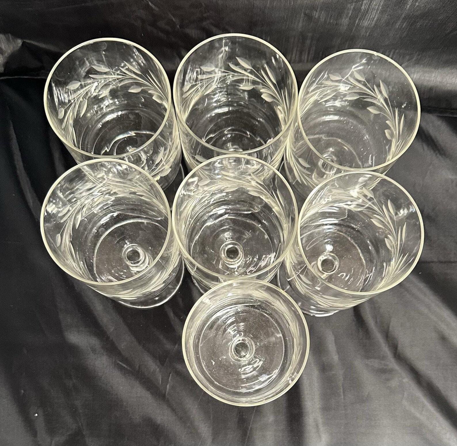 Vtg Etched Clear Glass Square Barware Apertif Cocktail Wine Glasses ...