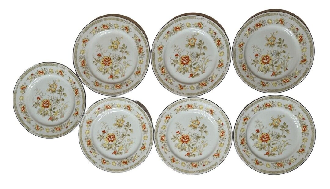 Set of 7 Crescent Fine China Ranmaru Salad Plate Kensington Floral ...
