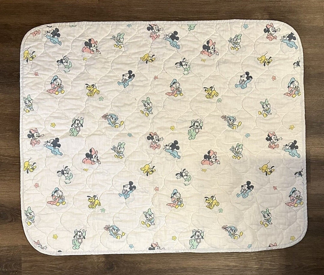 Vtg Dundee Mickey Minnie Disney Babies Quilted Baby Blanket Comforter ...